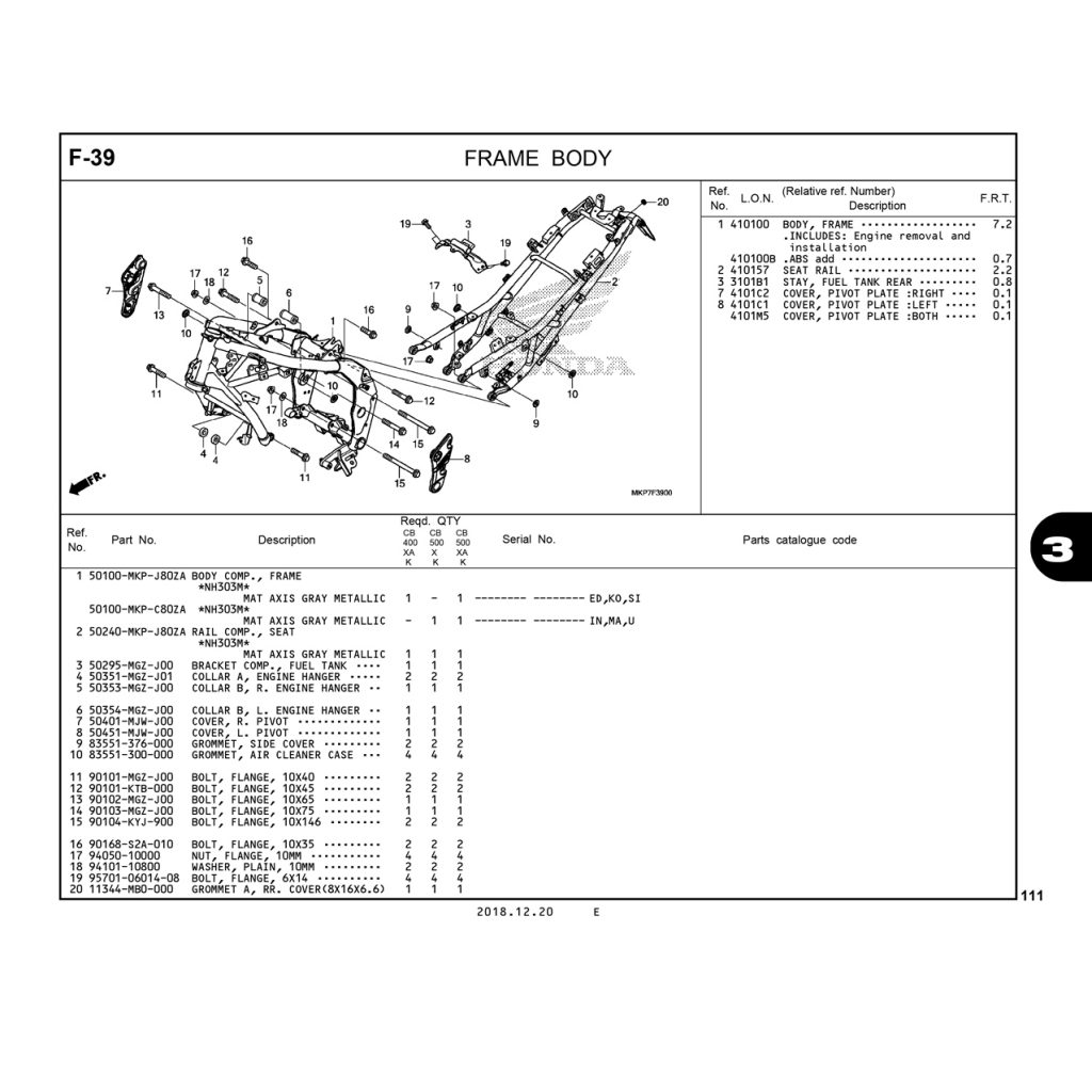 F39 | FRAME BODY | CB500X | | QASCO Co., Ltd (Quang Anh Spare Parts ...