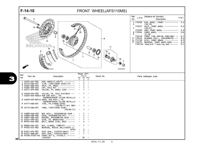 F14-10 | FRONT WHEEL (AFS110MS) | BLADE 110 | | QASCO Co., Ltd (Quang ...