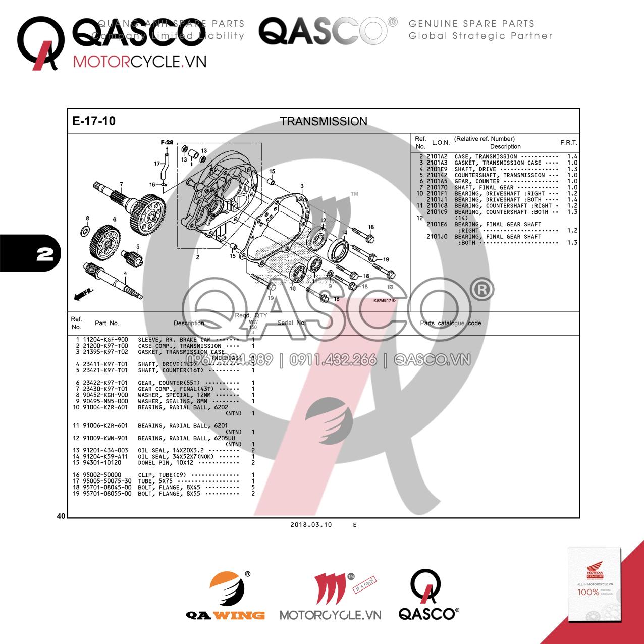 E17-10 | TRANSMISSION | PCX | | QASCO Co., Ltd (Quang Anh Spare Parts ...