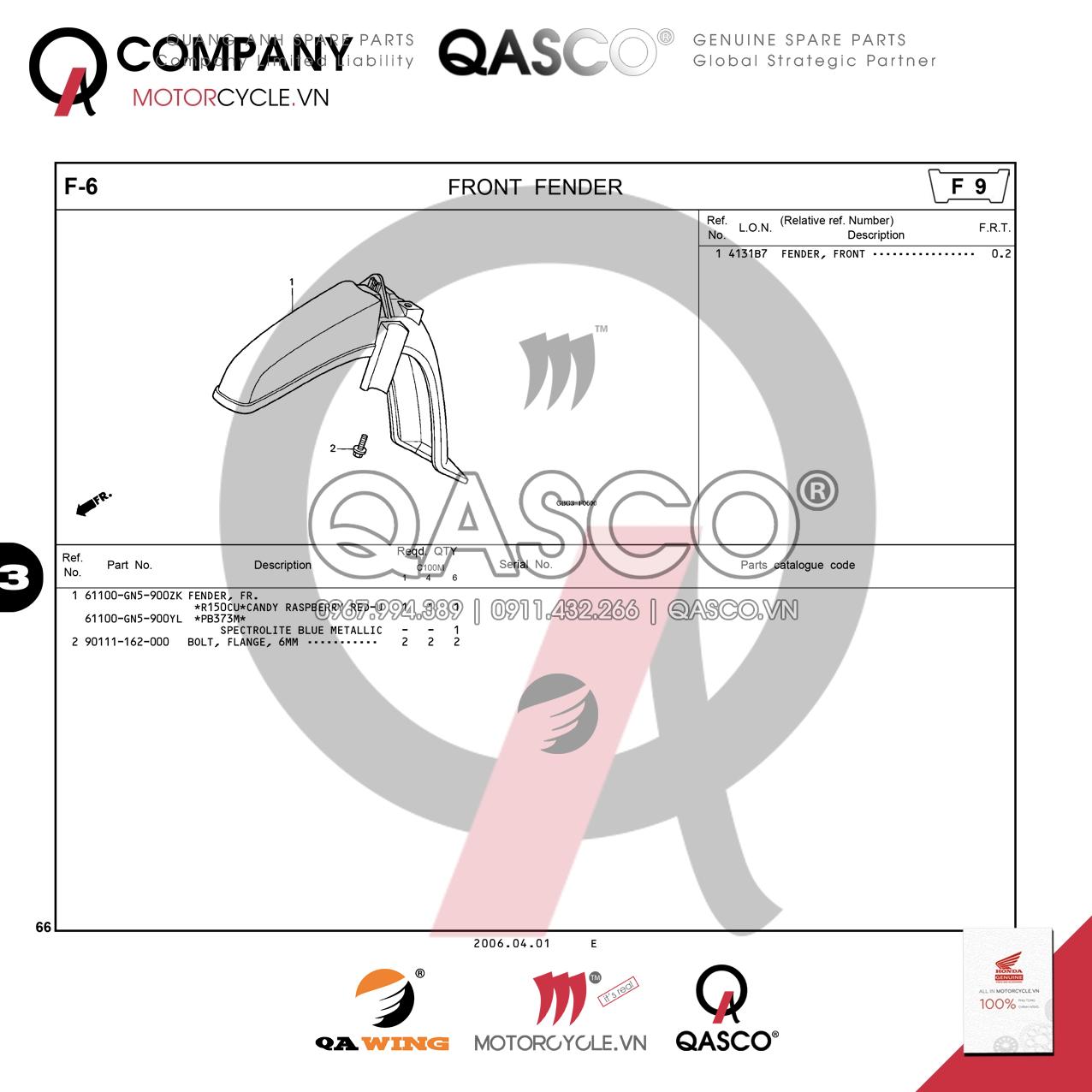 F6 | FRONT FENDER | Super Dream 100 | | QASCO Co., Ltd (Quang Anh Spare ...