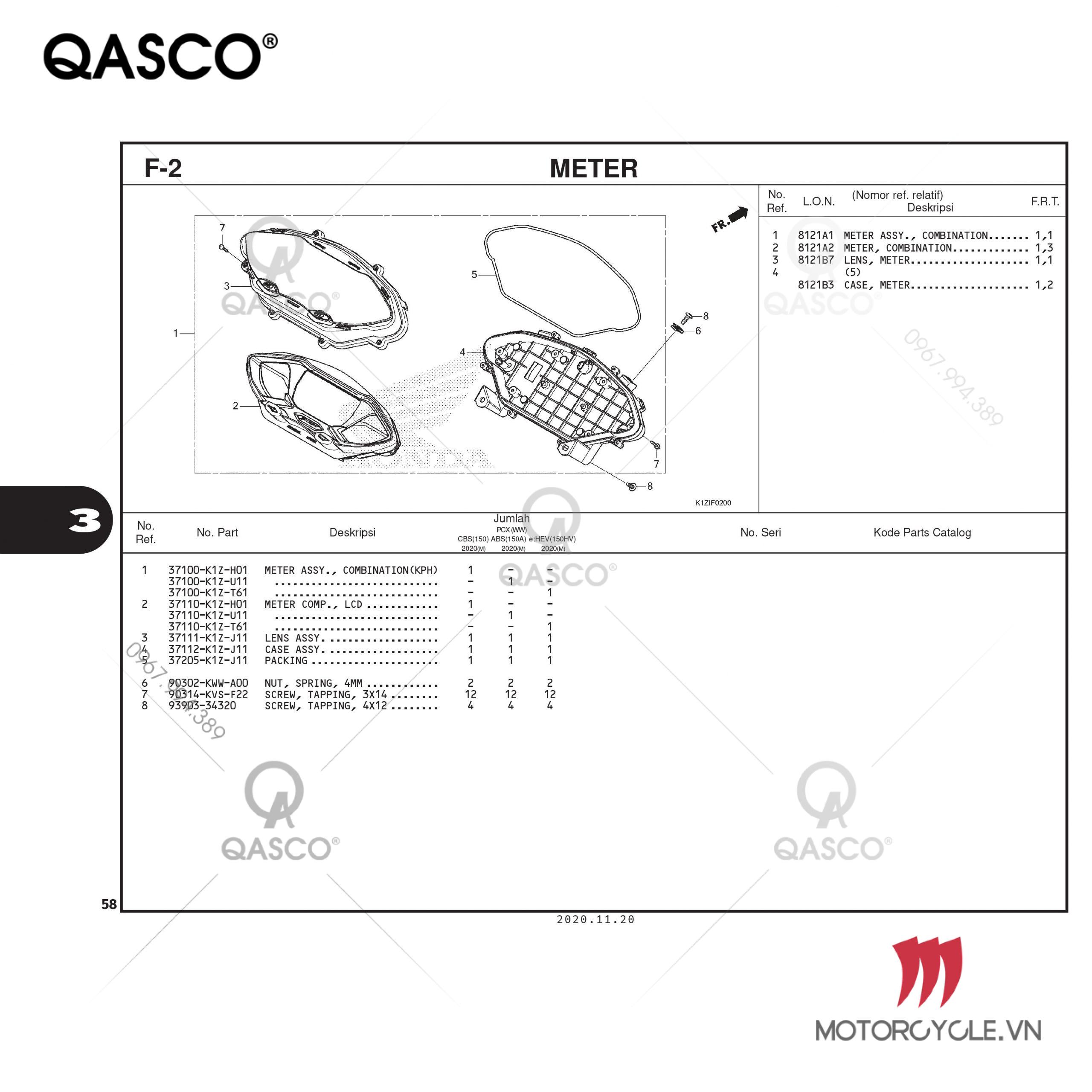 F2-METER-PCX 160 K1Z (2021) | | QASCO Co., Ltd (Quang Anh Spare Parts ...